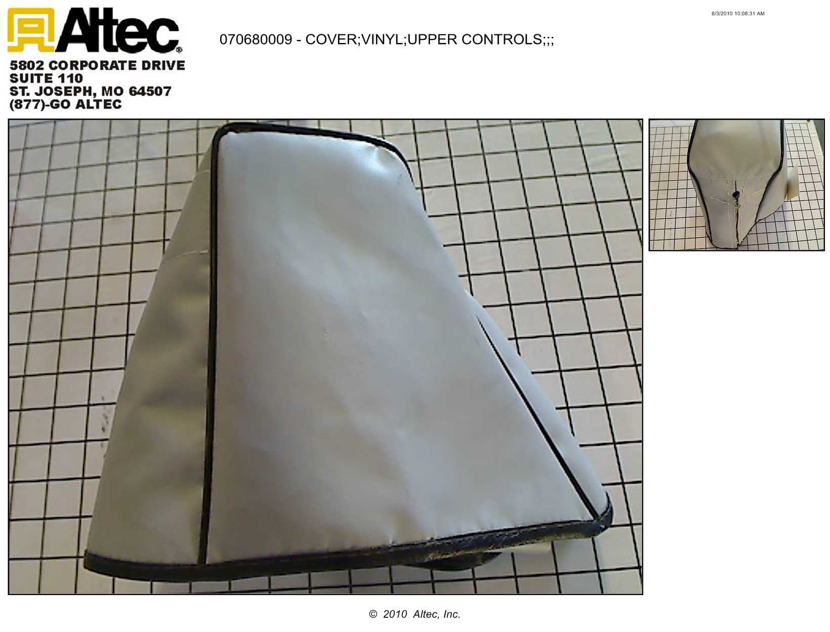 Upper Controls Cover, Vinyl | Altec Inc.