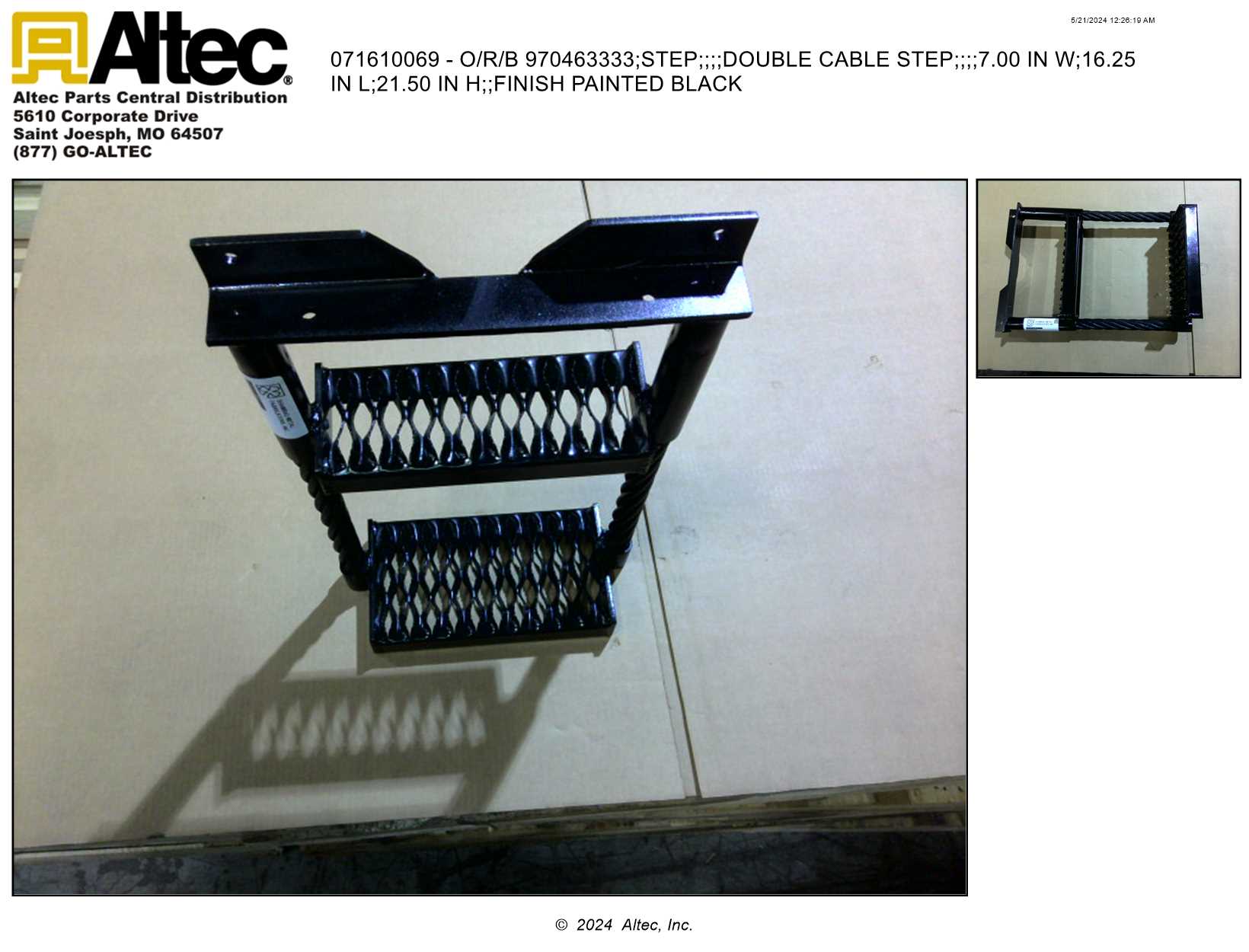 Cable Steps - DOUBLE CABLE STEP 16.25 IN L 7.00 IN W 21.50 IN H 12.5X7 ...