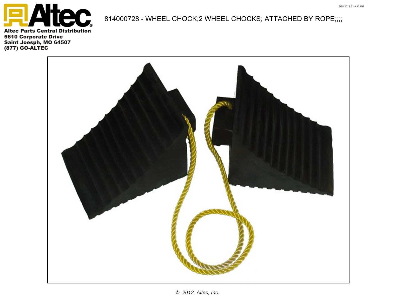 Set of Wheel Chocks (10.5" x 7" X 8") | Altec Inc.
