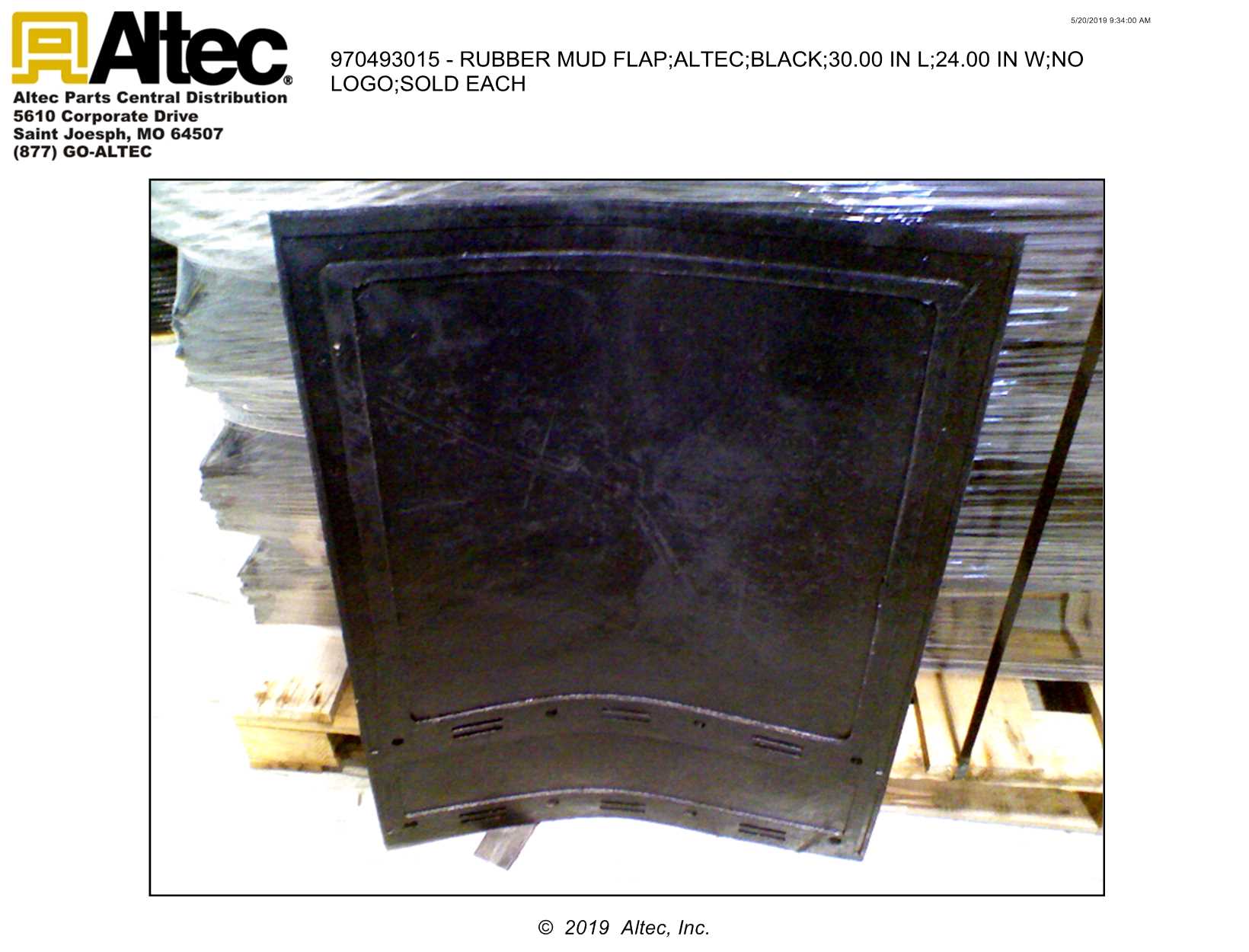 Altec 9704-93015 Rubber Mud Flap, Altec, Black, 30" L x 24" W, No Logo ...